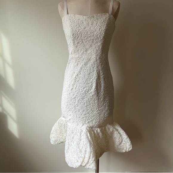 Milly | Dresses | Milly White Crochet Lace Midi Dress 8 | Poshmark